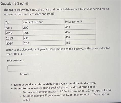 Solved The Table Below Indicates The Price And Output Data Chegg Com