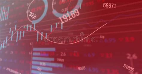 Image Of Numeric Data Processing Over Graphs Charts On Dark Background Stock Image Image Of