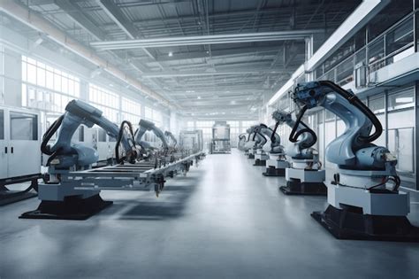 Premium AI Image Automated Robot Arm Assembly Line Producing High Tech Electric Vehicles