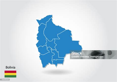 3d 스타일로 볼리비아 지도 디자인 블루 볼리비아 지도 및 국기입니다 흰색에 윤곽 모양 윤곽 간단한 벡터 지도 0명에 대한 스톡 벡터 아트 및 기타 이미지 Istock