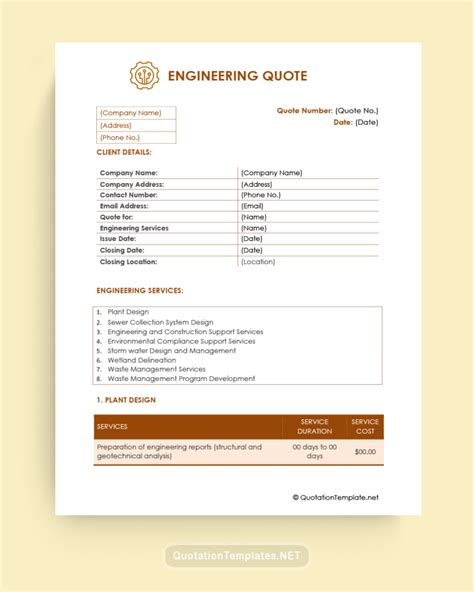 Engineering Quote Template 220920 Brn Quote Templates