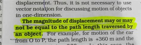 Displacement Thus It Is Not Necessary To Use Vector Notation For Discus