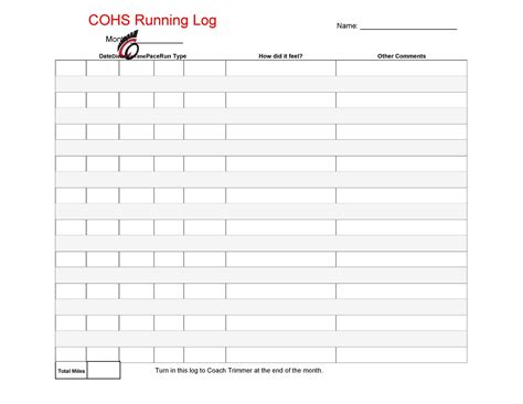 Printable Running Log