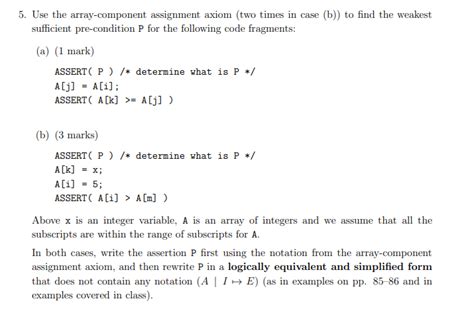 Solved Use The Array Component Assignment Axiom Two Times