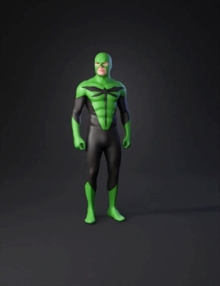 3d Model Green And Black Full Body Superhero Suit With Matching Boots