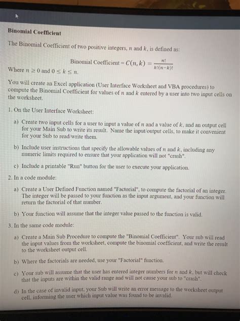 Solved Binomial Coefficient The Binomial Coefficient Of Two
