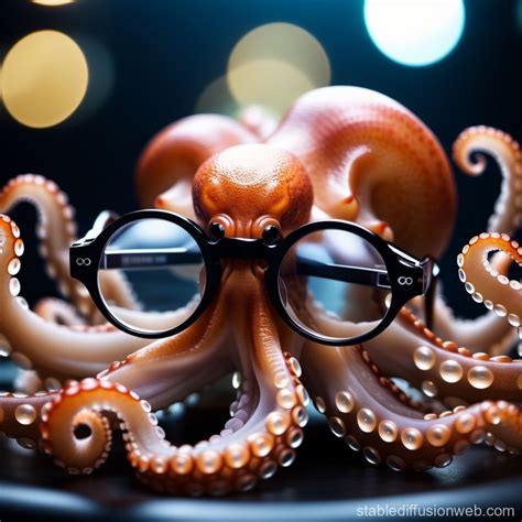 Glasses Wearing Octopus Stable Diffusion En Línea