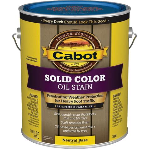 Cabot 1400007606007 Voc Solid Color Oil Deck Stain Neutral Base 1 Ga