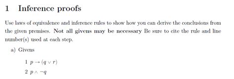 Solved Inference Proofs Use Laws Of Equivalence And Chegg