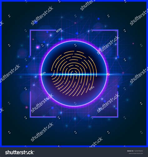 Biometric Fingerprint Scan Access Protected Digital Stock Vector