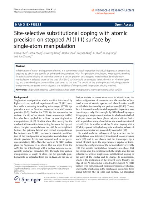 Pdf Site Selective Substitutional Doping With Atomic Precision On Stepped Al 111 Surface By