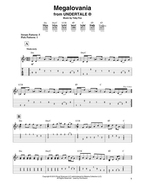 Megalovania From Undertale By Toby Fox Sheet Music For Easy Guitar