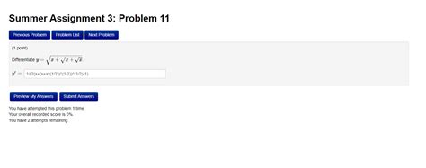 Solved Summer Assignment 3 Problem 11 Previous Problem
