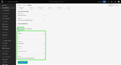 Create An Sftp Source Connection In The Ui Adobe Experience Platform