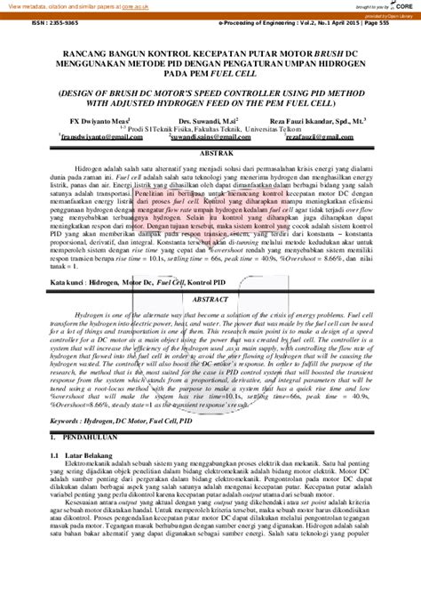 Pdf Rancang Bangun Kontrol Kecepatan Putar Motor Brush Dc Menggunakan Metode Pid Dengan