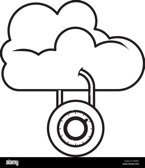 Cloud Computing And Padlock Icon Storage And Technology Theme Isolated Design Vector
