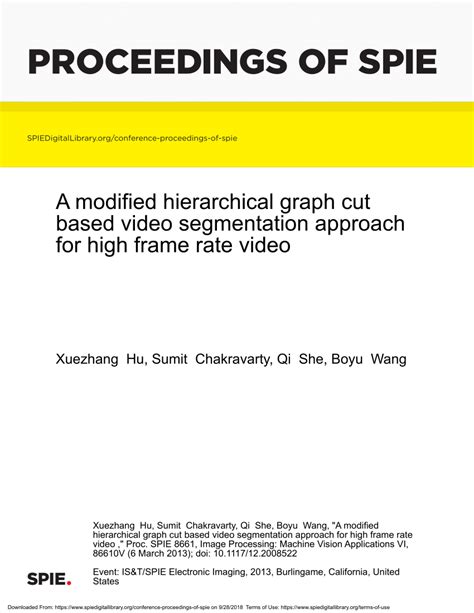 Pdf A Modified Hierarchical Graph Cut Based Video Segmentation