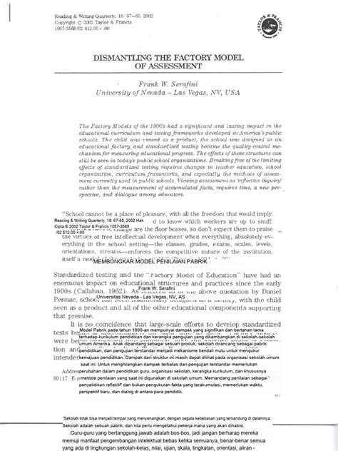 Dismantling The Factory Model Of Assessment En To Id 2024 05 15 07 48 19 Pdf