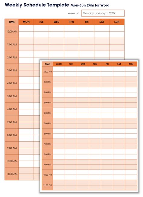 Employee Schedule Weekly Template