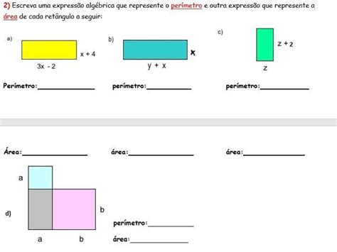 Escreva Uma Expressão Algébrica Que Represente O Perímetro E Outra
