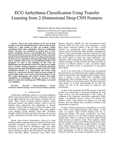 Pdf Ecg Arrhythmia Classification Using Transfer Learning From 2 Dimensional Deep Cnn Features