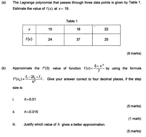 Solved A The Lagrange Polynomial That Passes Through Three