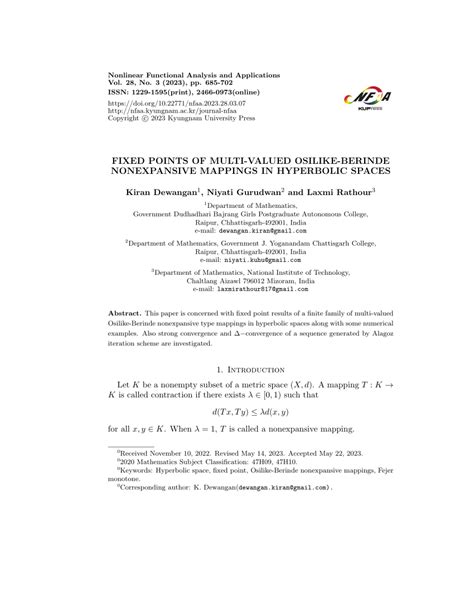 Pdf Fixed Points Of Multi Valued Osilike Berinde Nonexpansive Mappings In Hyperbolic Spaces