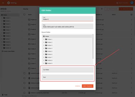 Customize Folder Fields Extensions Headless Cms Webiny Docs