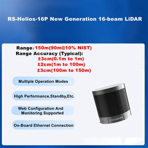 Robosense Rs 16 Beams Lidar Scanner 150m Detection Range