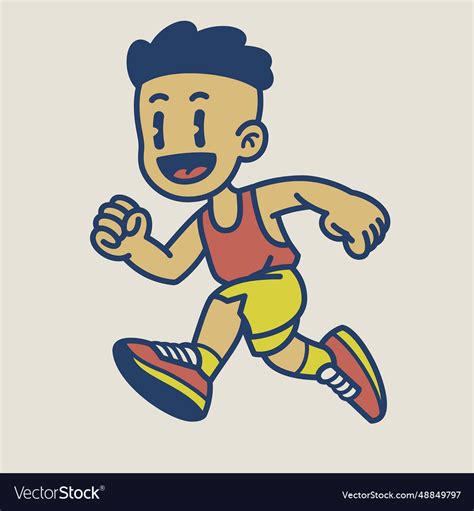 Happy And Cute Runner Cartoon Royalty Free Vector Image