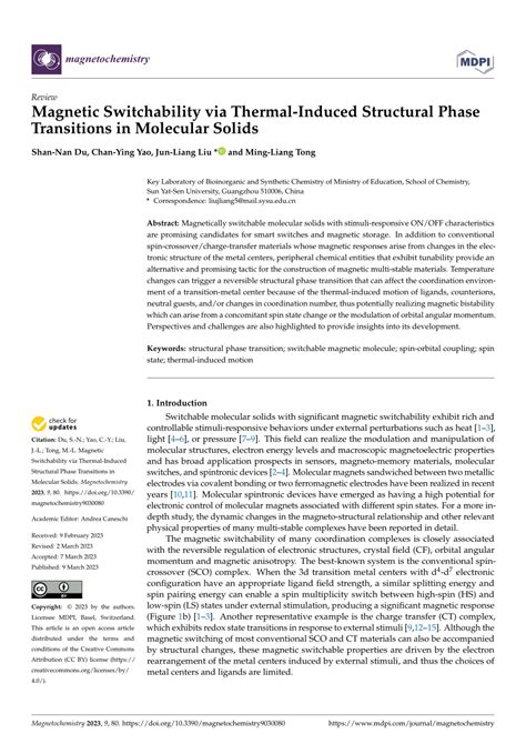 Pdf Magnetic Switchability Via Thermal Induced Structural Phase