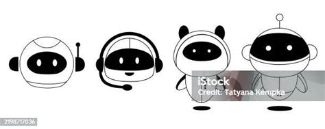 로봇 인공 지능 챗봇 아이콘 Gpt 기호 고객 서비스 지원 캐릭터 얼굴 귀여운 행복 마스코트 고객에 대한 스톡 벡터 아트 및 기타 이미지 Istock