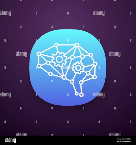 Deep Learning Ai App Icon Uiux User Interface Neurotechnology Neural Network With Cogwheels