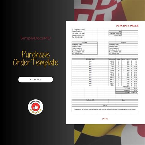 Purchase Order Excel Template Etsy