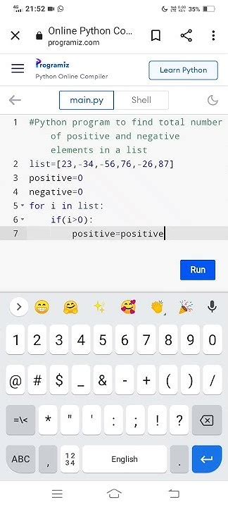 Python Program To Find Total Number Of Positive And Negative Elements In A Listpythonprogram
