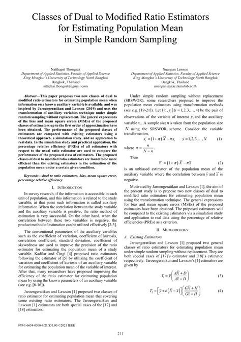 Pdf Classes Of Dual To Modified Ratio Estimators For Estimating