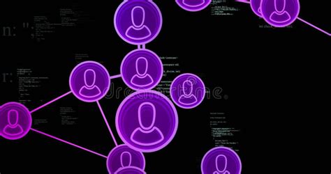 Network Of User Icons Connected By Lines Over Programming Code
