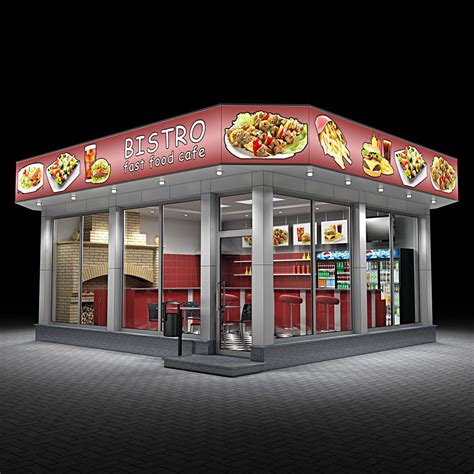 패스트 푸드 카페 Ext And Int 3d 모델 99 Max Obj Fbx Free3d