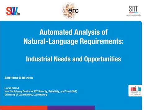 Automated Analysis Of Natural Language Requirements Industrial Needs And Opportunities Ppt