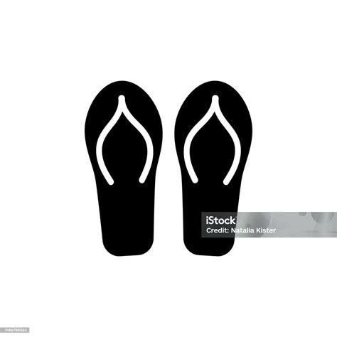 플립 플롭 아이콘입니다 여름 비치 슈즈의 벡터 그림입니다 실루엣 고무 슬리퍼의 흑백 그림 개인 장식품에 대한 스톡 벡터 아트 및