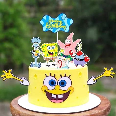 6pcs Solid Spongebob Birthday Cake Decoration Set Pie Daxing Octopus
