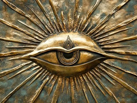 All Seeing Eye Of Providence Symbol Antique Bronze Relief With