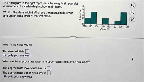 Solved The Histogram To The Right Represents The Weights In Pounds Of Members Of A Certain