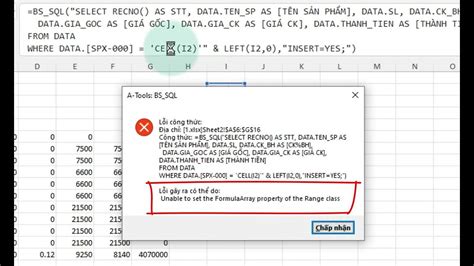 Sửa Lỗi Unable To Set The Formulaarray Property Of The Range Class