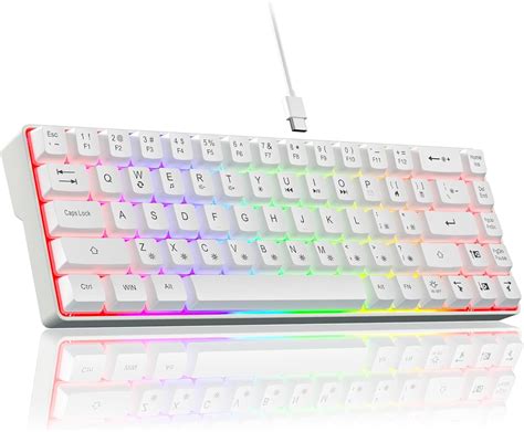 TRAHOO 60 Gaming Keyboard Small Keyboard USB C Wired Compact Mini Keyboard 68 Keys RGB Backlit