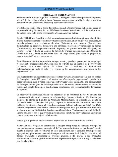 Liderazgo Carismático Pdf Business
