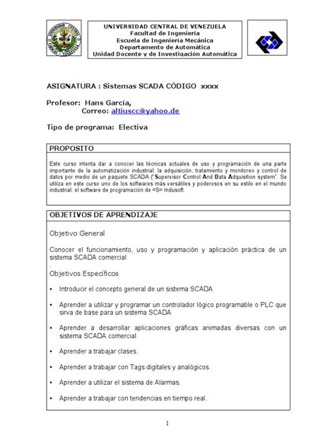 Programa Sistemas Scada Pdf Scada Controlador Lógico Programable