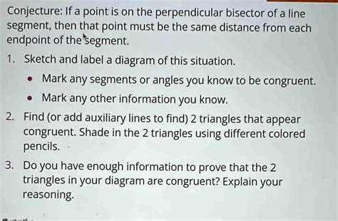 Conjecture If A Point Is On The Perpendicular Bisector Of A Line