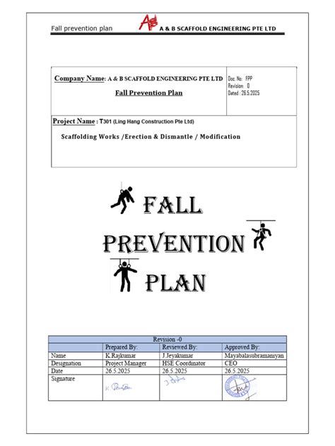 Fall Prevention Plan T301 Pdf Scaffolding Personal Protective Equipment