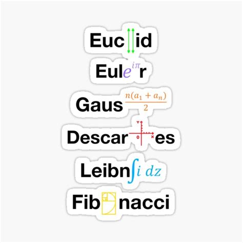 Famous Mathematicians Icons Euclid Euler Gauss Descartes Leibniz Fibonacci Math Physics